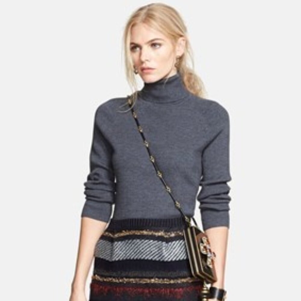 Tory Burch Evangeline Rib Merino Wool Blend Turtlenec… - Gem